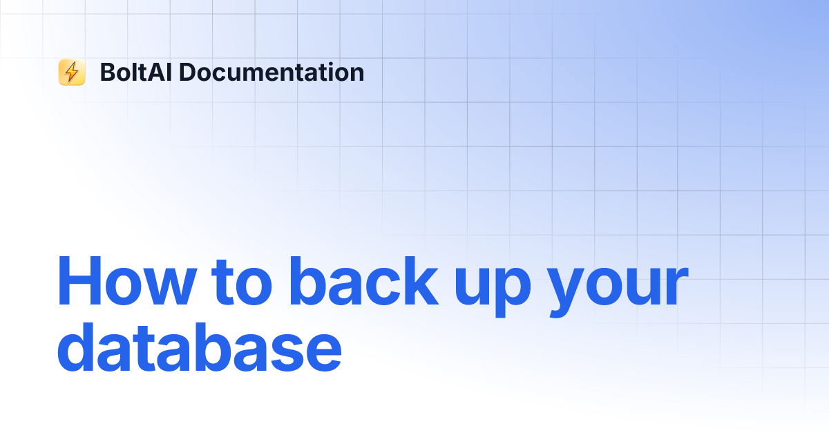 How to back up your database | BoltAI Documentation
