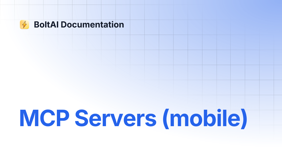 MCP Servers (mobile) | BoltAI Documentation